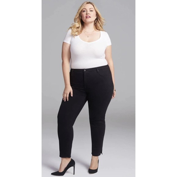 NYDJ | Jeans | Nwt Curves 36 Nydj Slim Straight Ankle Black Jeans Plus ...